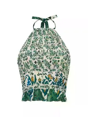 Cara Cara Peony Floral-print Smocked Halter Top