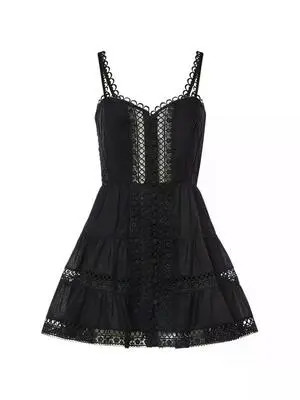 Charo Ruiz Ibiza Lenora Broderie-anglaise Tiered Mini Dress - Black