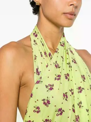 Coperni Draped Floral-print Bodysuit - Green
