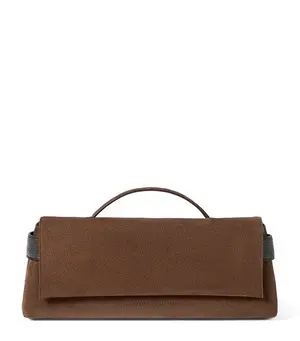 Brunello Cucinelli Suede Flap Top-handle Bag - Brown