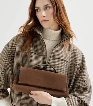 Brunello Cucinelli Suede Flap Top-handle Bag - Brown