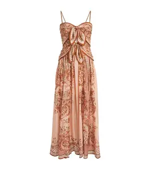 Zimmermann Silk Paisley Aster Midi Dress - Pink
