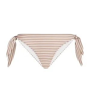 Brunello Cucinelli Striped Side-tie Bikini Bottoms - Black