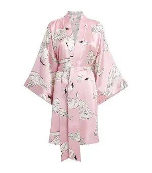 Olivia Von Halle Silk Swan Mimi Robe - Pink