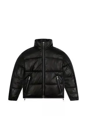 DENIM TEARS Embossed Wreath Leather Puffer Jacket - Black