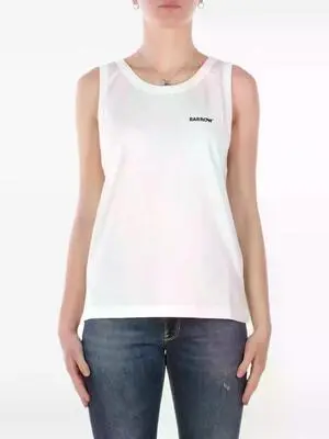 BARROW Cotton Logo Print Vest - White