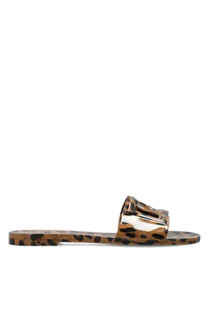 Dolce & Gabbana Animal Print Slides - Brown