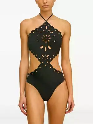 Cult Gaia Laidie Cut-out Scalloped-edge Swimsuit - Black
