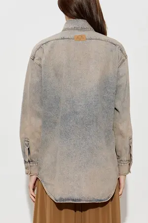 Moschino Denim Shirt With Heart Appliqu