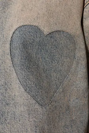 Moschino Denim Shirt With Heart Appliqu