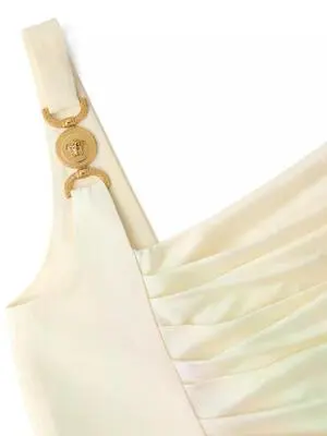 Versace Asymmetric Draped Mini Dress With Medusa '95 Hardware