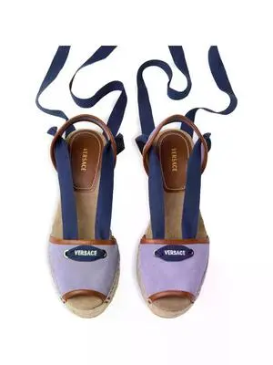 Versace Lola Suede Wedge Espadrille Sandals