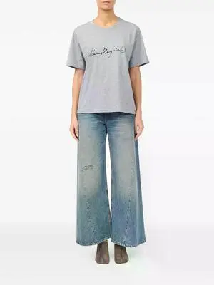 MAISON MARGIELA Mélange Cotton Jersey T-shirt With Handwritten Print - Grey