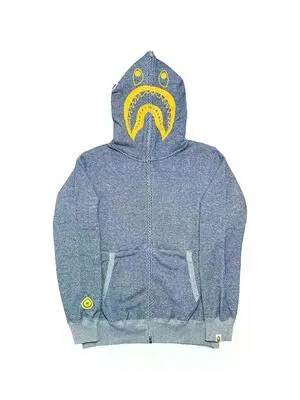 A BATHING APE Textured Shark Zip-up Hoodie - Blue