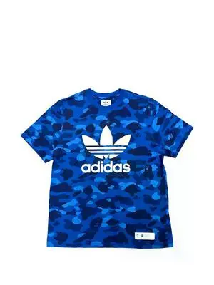 A BATHING APE X Adidas Camo-print Logo-print T-shirt - Blue