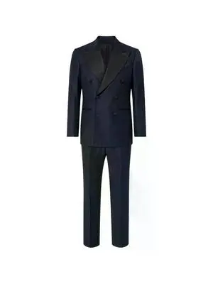 FRANZESE COLLECTION Beckham Double-breasted Wool Suit - Blue