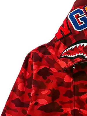 A BATHING APE Shark Camouflage Hoodie - Red