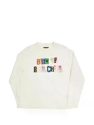 BIRTH OF ROYAL CHILD Sequin-logo Long-sleeve T-shirt - White