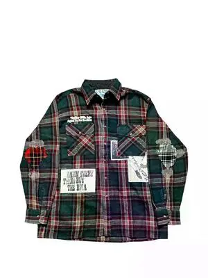 BETTER WITH AGE Muir Repair Patchwork Flannel Shirt - Green