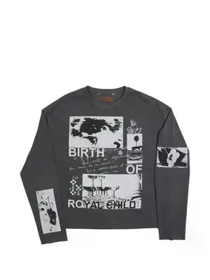 BIRTH OF ROYAL CHILD Graphic-print Long-sleeve Sweatears - Grey