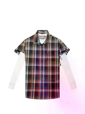 SATOSHI NAKAMOTO Plaid Pattern Layered Sweatshirt