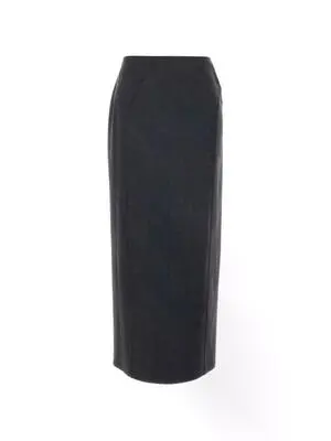 JIL SANDER Woven Pencil Midi Skirt With Rear Slit - Grey