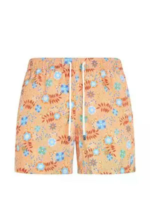 Fedeli Floral Print Swim Shorts - Orange