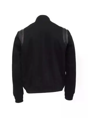 Saint Laurent Wool Leather Trimmed Teddy Bomber Jacket