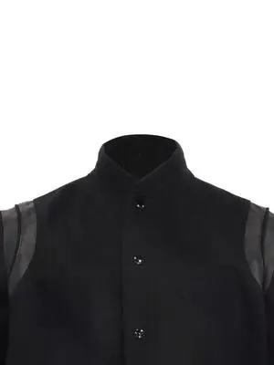 Saint Laurent Wool Leather Trimmed Teddy Bomber Jacket