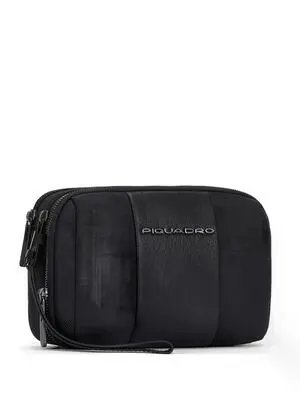 PIQUADRO Logo Plaque Clutch Bag - Black