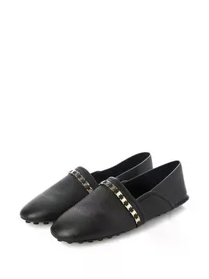 FERRAGAMO Chain-strap Leather Ballet Flats