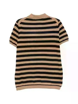AMARANTO Striped Short-sleeve Polo Shirt