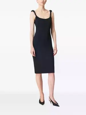 Another Tomorrow Twist-strap Midi Dress - Black