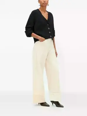 Another Tomorrow Ribbed Cropped Cardigan - Black