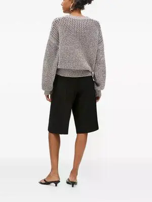 Another Tomorrow Open-knit Crew-neck Sweater