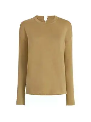 Another Tomorrow Seamed Long-sleeve Top - Brown