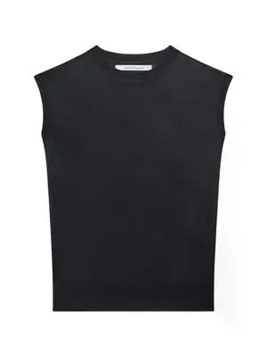Another Tomorrow Wool Sleeveless Top - Black