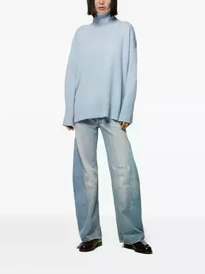 Another Tomorrow Cashmere Turtleneck Sweater With Seam Detail - Blue