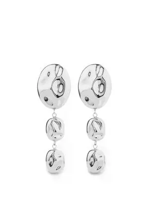 Federica Tosi Tone Hammered Effect Drop Earrings - Silver