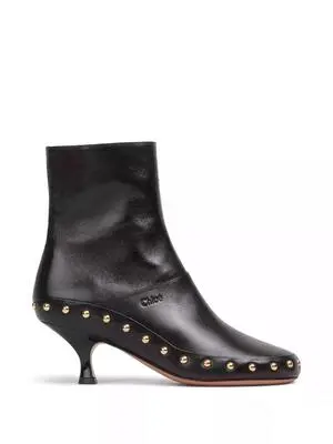Chloé Studded Leather Ankle Boots - Black