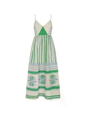 Carolina K Gardenia White Floral Print Striped Dress - Neutrals