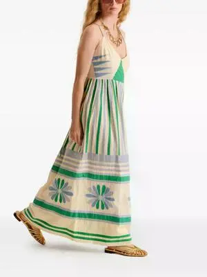 Carolina K Gardenia White Floral Print Striped Dress