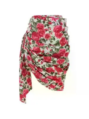 Chloé Floral Print Draped Midi Skirt