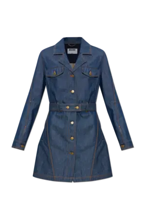 Moschino Denim Dress With Belt - Navy Blue