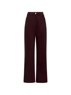 Another Tomorrow Seaming Detail Trousers - Brown