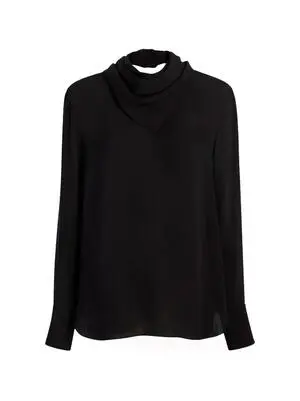 Another Tomorrow Detachable Bandana Blouse - Black