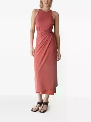 Another Tomorrow Rhubarb Jersey Tie-waist Sarong Dress