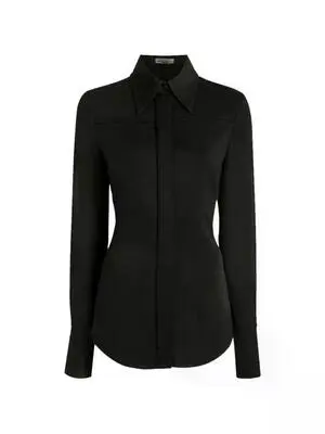 Another Tomorrow Seamed Waist Shirt - Black