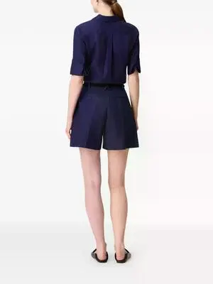 Another Tomorrow Pleated Linen Shorts