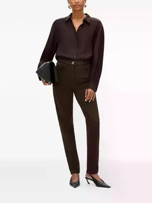 Another Tomorrow Pleat-back Silk Shirt